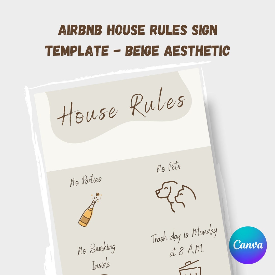 Airbnb House Rules Sign Template Canva Editable Rental House - Etsy ...