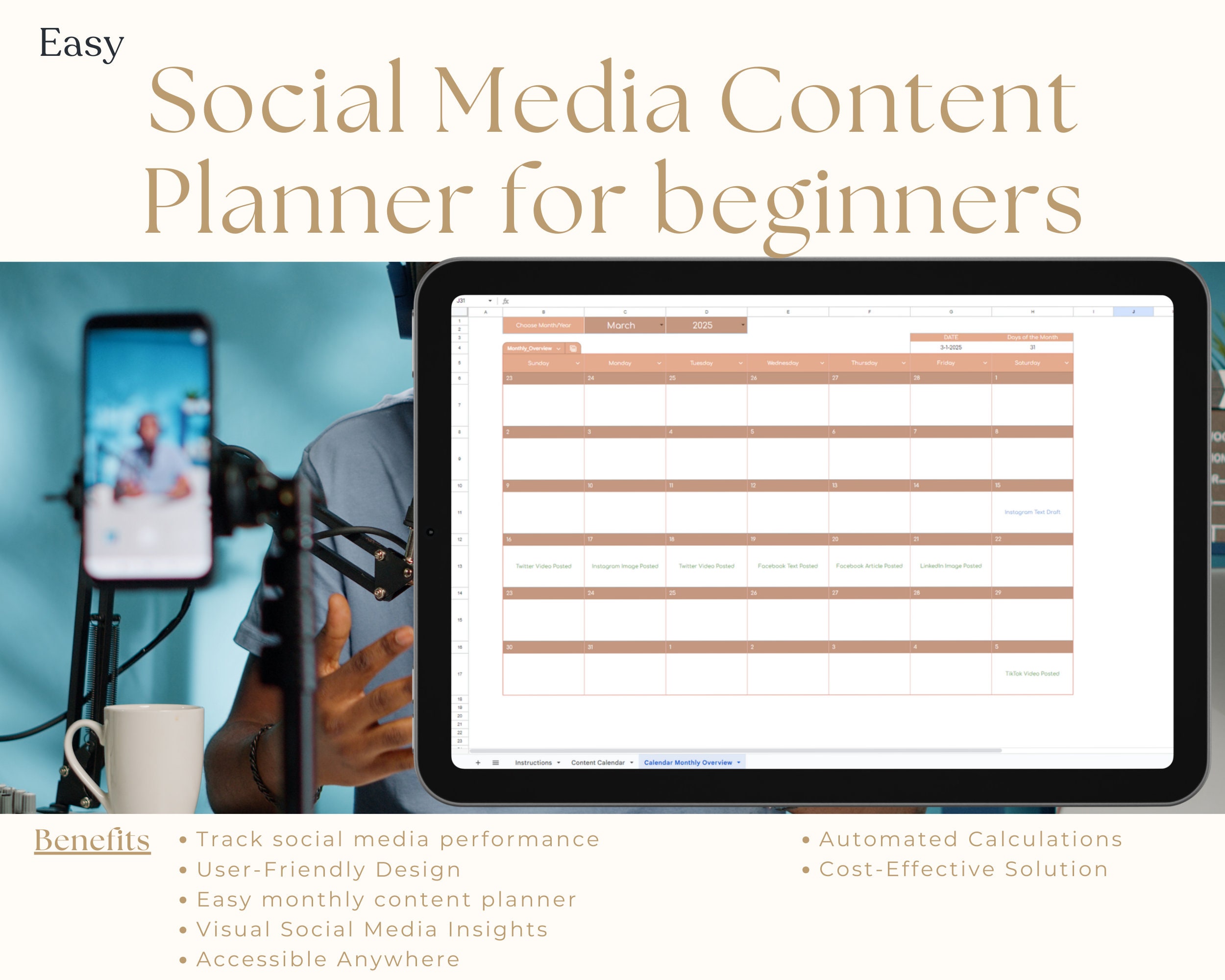Social Media Content Planner Google Sheets Simple Content Planner ...