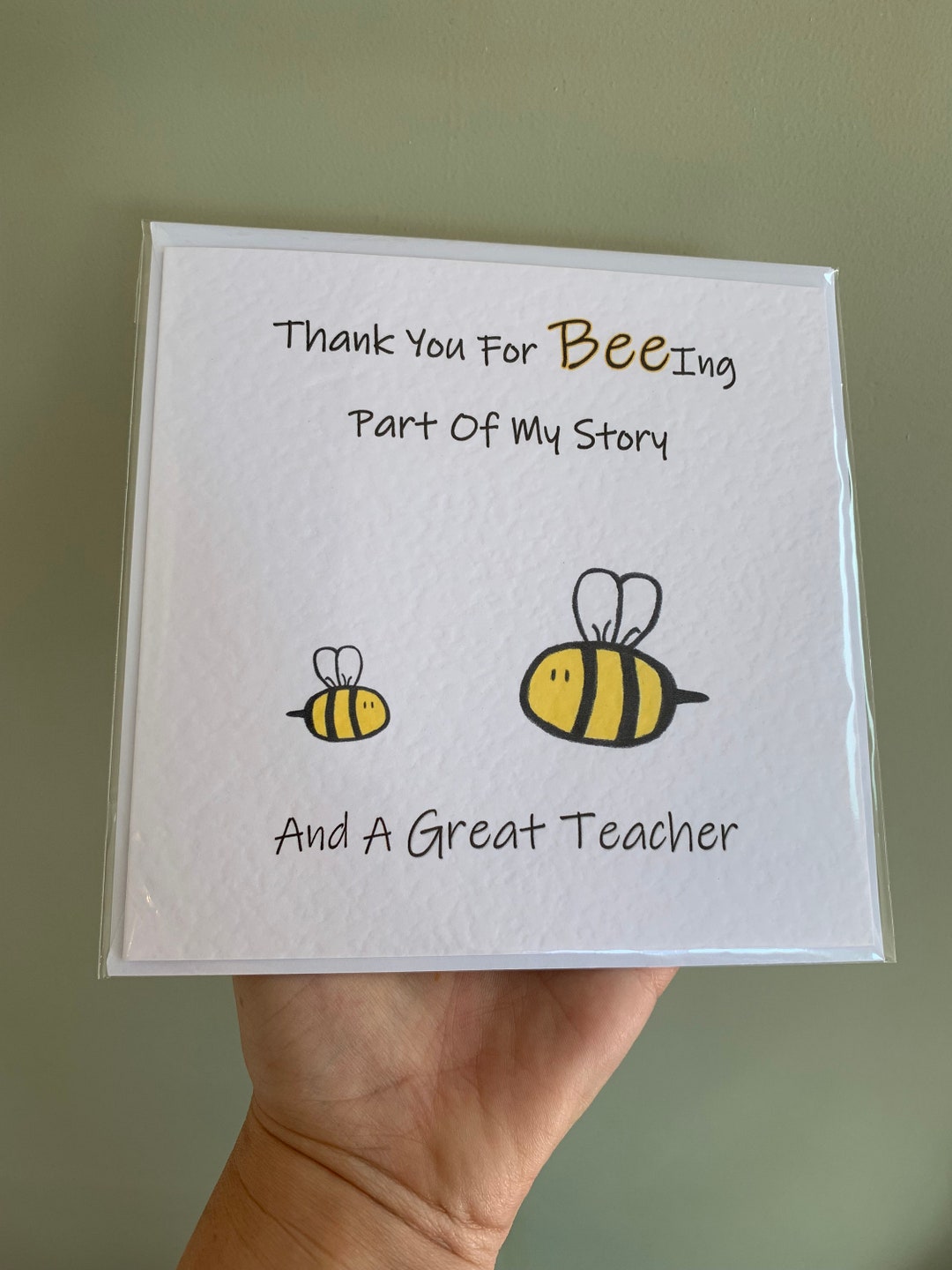 Teacher Card Bees, Teacher Thank You Card, End of Term Card, Bees Card ...