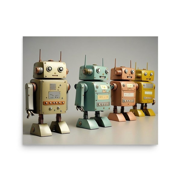 Tin Toy Robot Art - Etsy