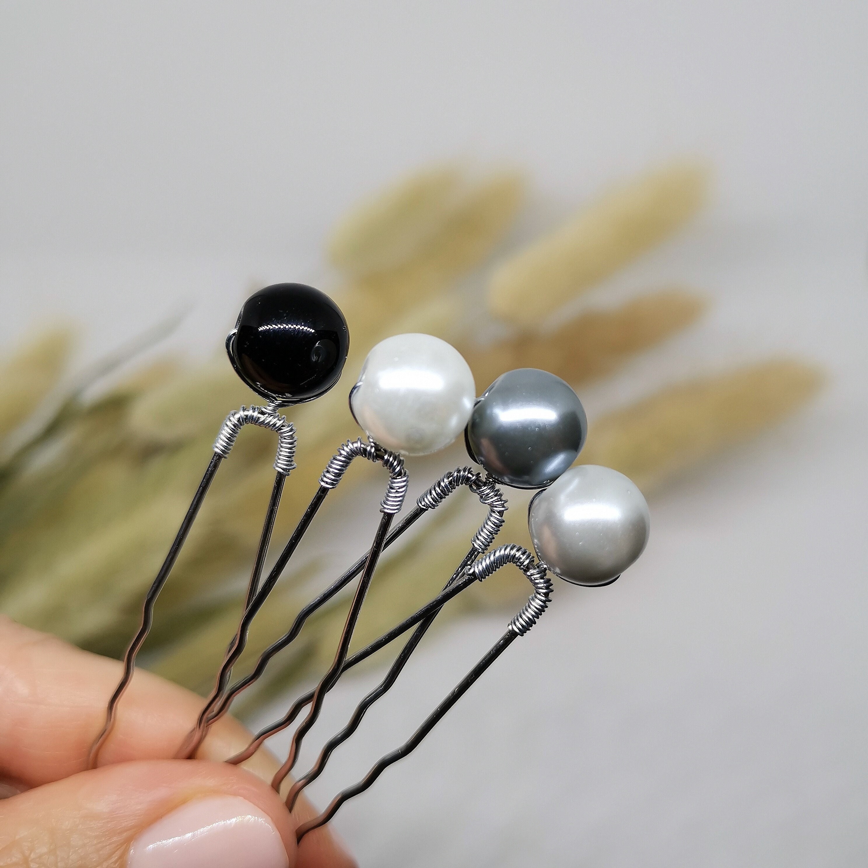 Black pearl hair pins store