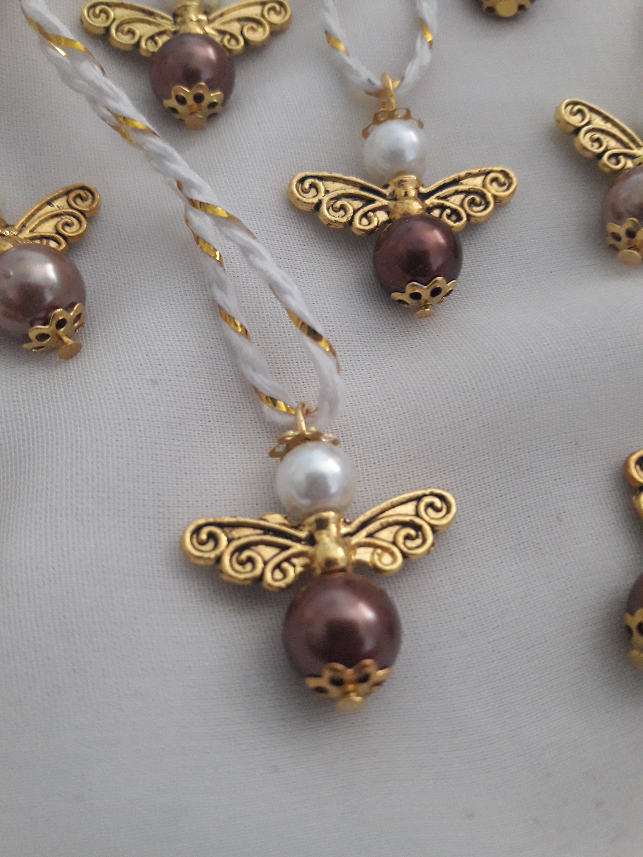10pcs Brown Beaded Christmas Tree Angel, Handmade Winter Decoration ...