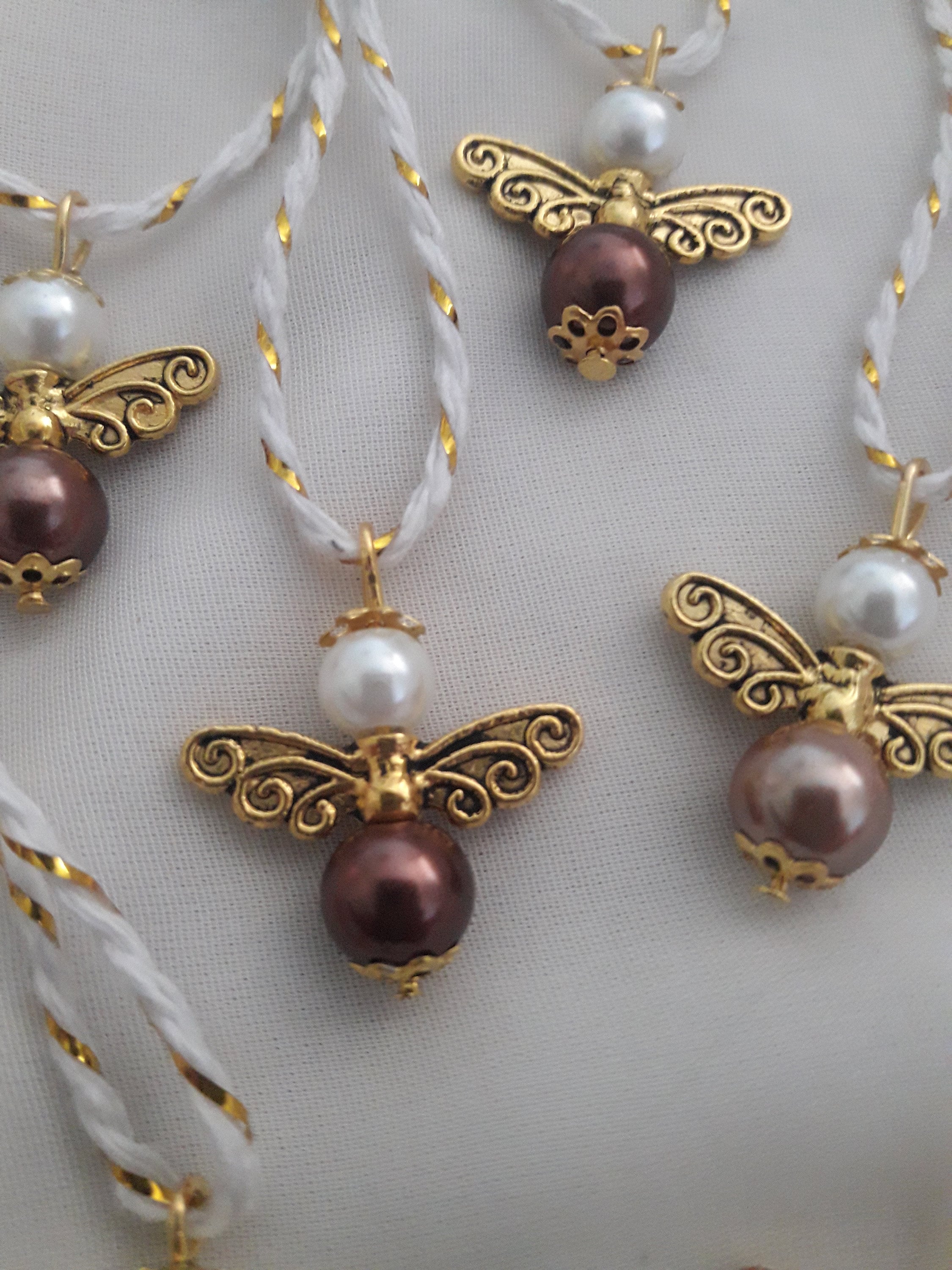 10pcs Brown Beaded Christmas Tree Angel, Handmade Winter Decoration ...