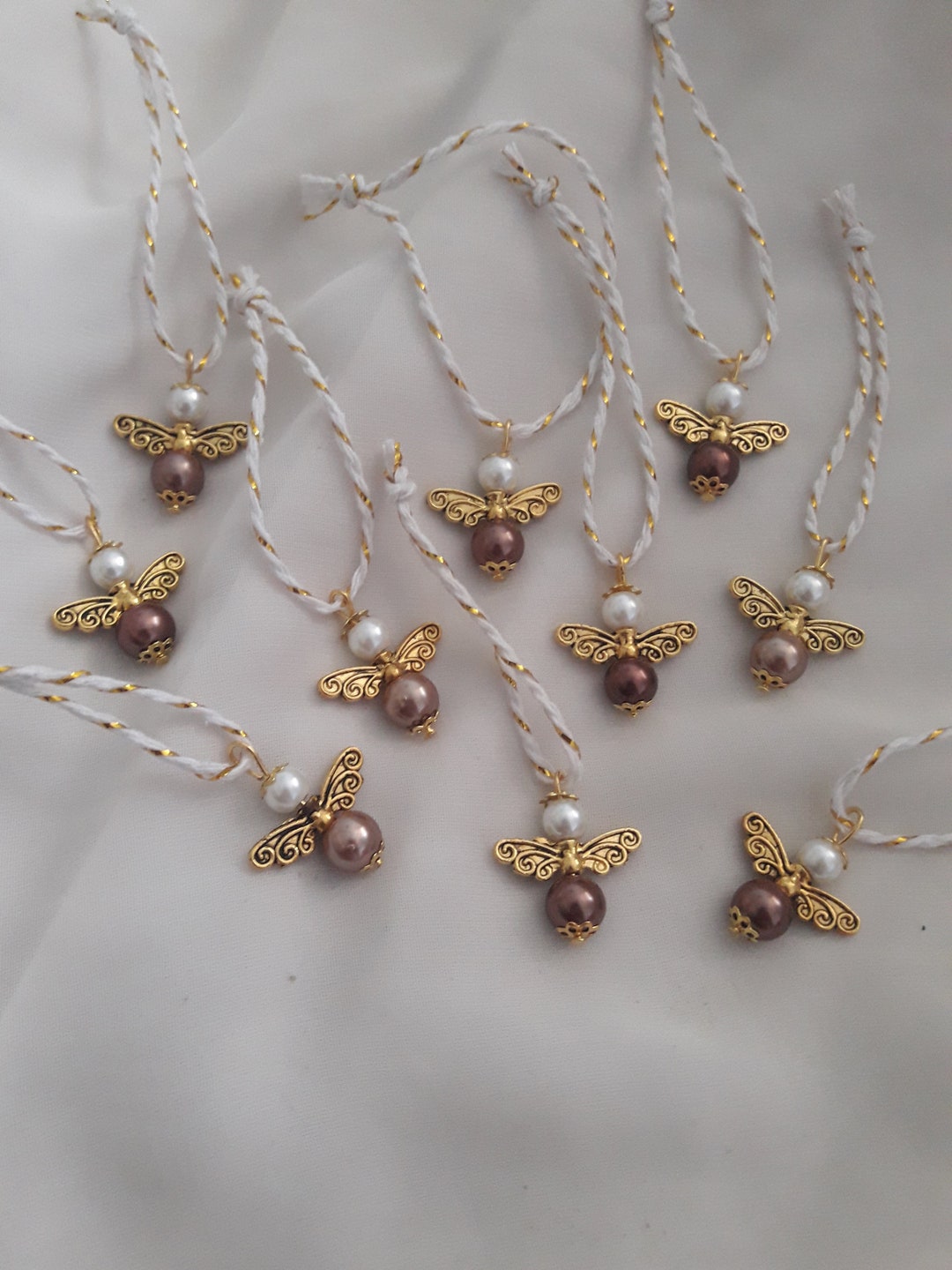 10pcs Brown Beaded Christmas Tree Angel, Handmade Winter Decoration ...