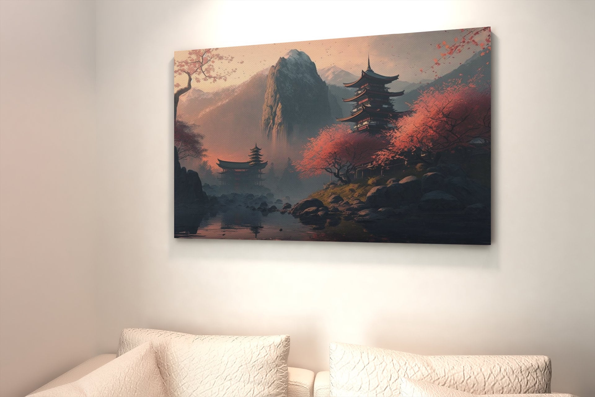 Calming Temple on Mountain, Landscape, Japan, Asian, Framed Poster ...