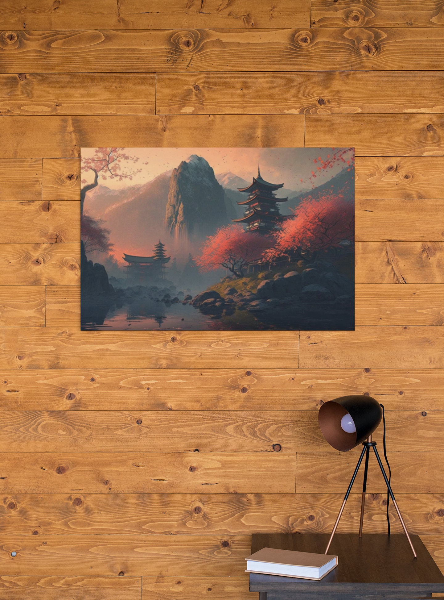 Calming Temple on Mountain, Landscape, Japan, Asian, Framed Poster ...