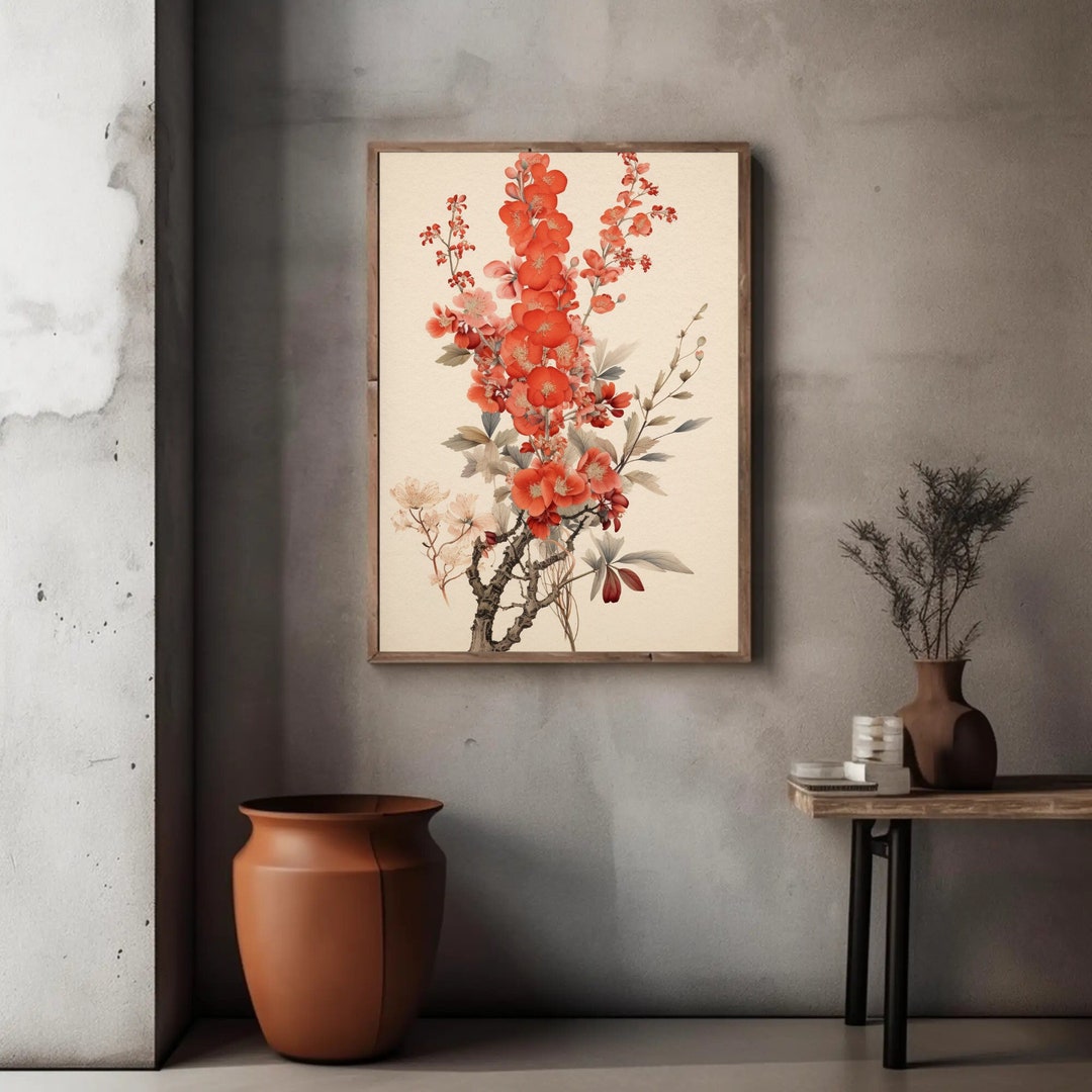 Japanese Flowers as Digital Poster Print, Japan Poster Art Print as ...