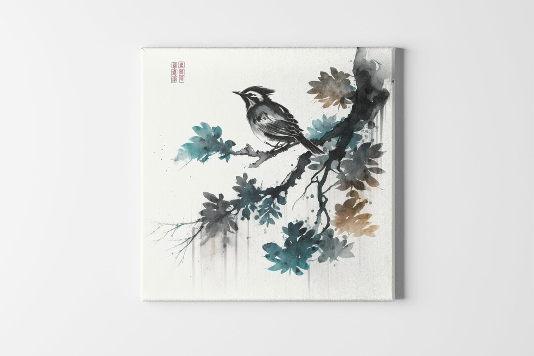 Sumi-e Bird, Japanese Style Wall Decoration, Suitable for Home or ...