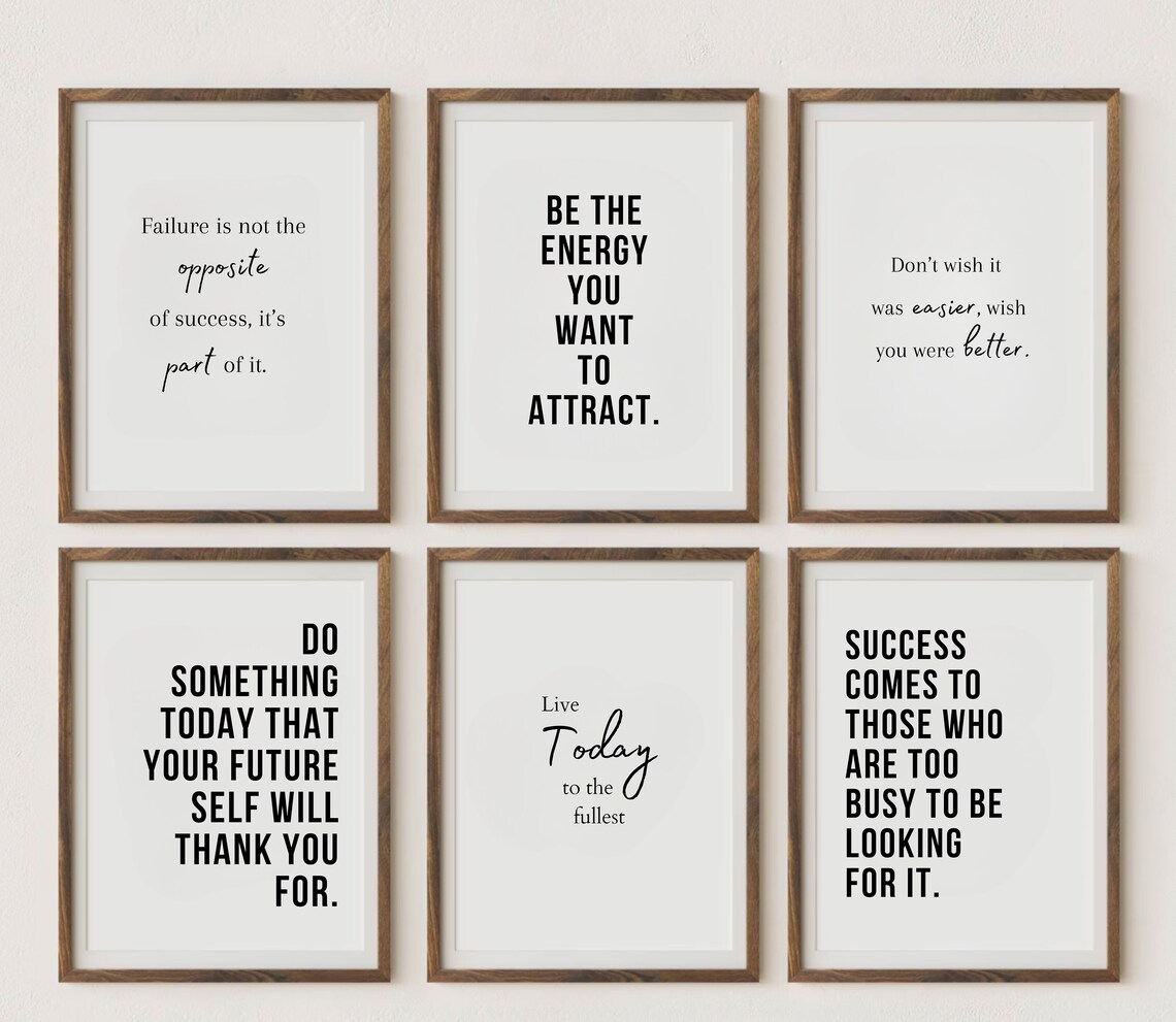Inspirational Office Posters Digital Set of 6 Motivational Wall Art for ...