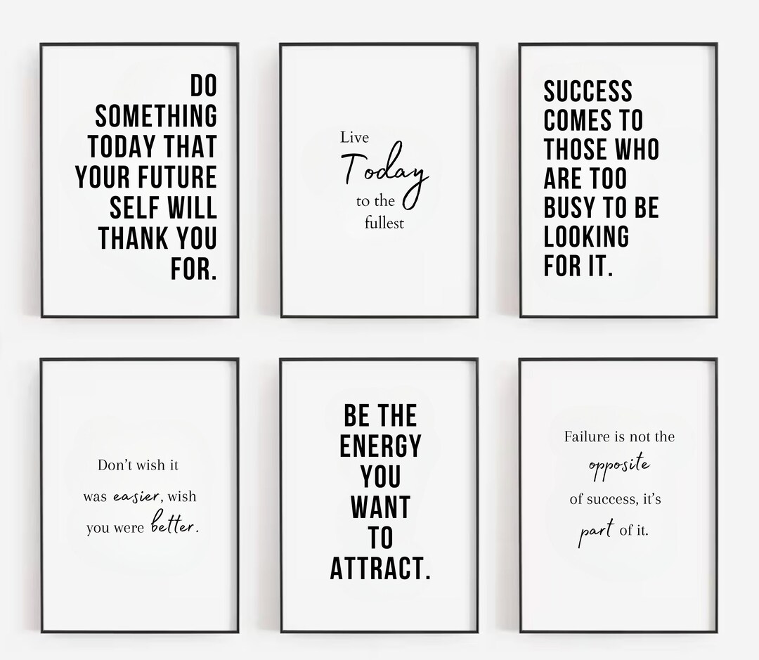 Inspirational Office Posters Digital Set of 6 Motivational Wall Art for ...