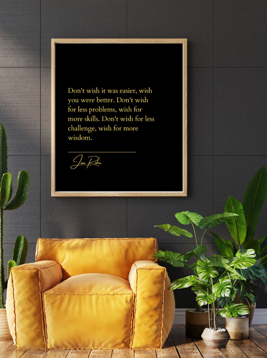 Jim Rohn Quote Don't Wish It Was Easier | Digital Wall Art Print ...