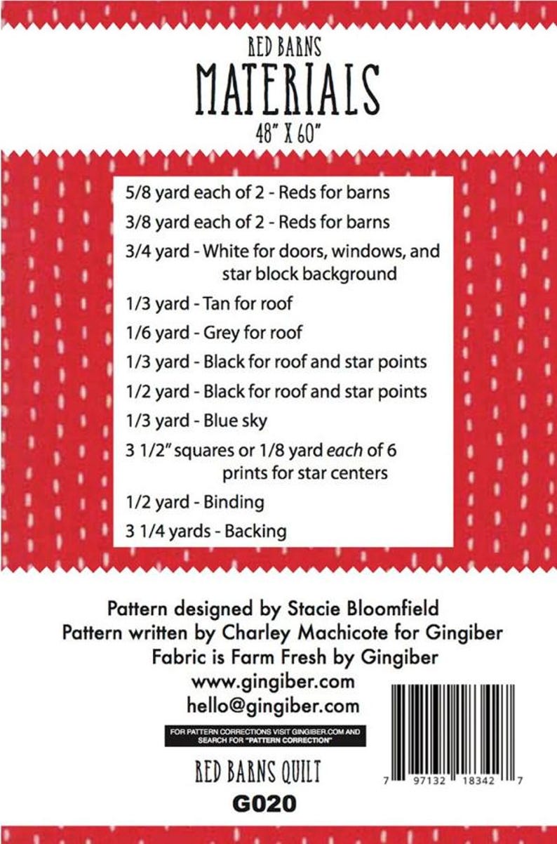 Barns and Rooster - 2 Quilting Patterns - Gingber's Red Barns & Mckenna ...