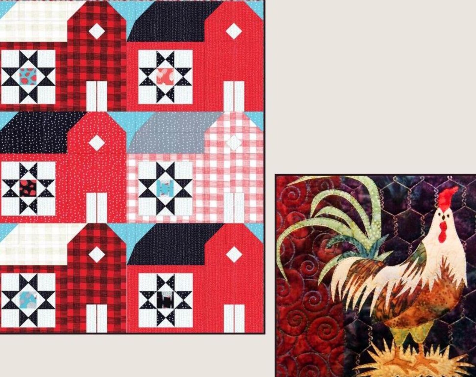Barns and Rooster - 2 Quilting Patterns - Gingber's Red Barns & Mckenna ...