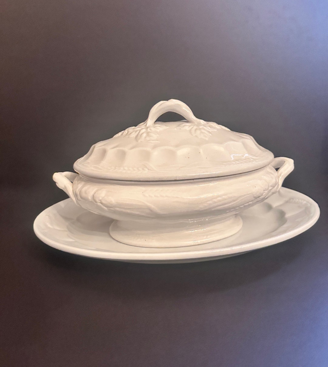 COLLECTIBLE Antique White Ironstone Tureen & Oval Platter Turner ...
