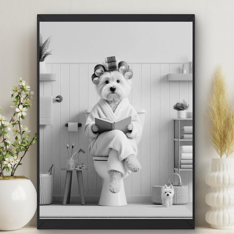 Westie on the Toilet Poster - Etsy