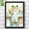 Frog in Bathtub Printable Wall Art Frog Taking a Bath in Tub Toad ...
