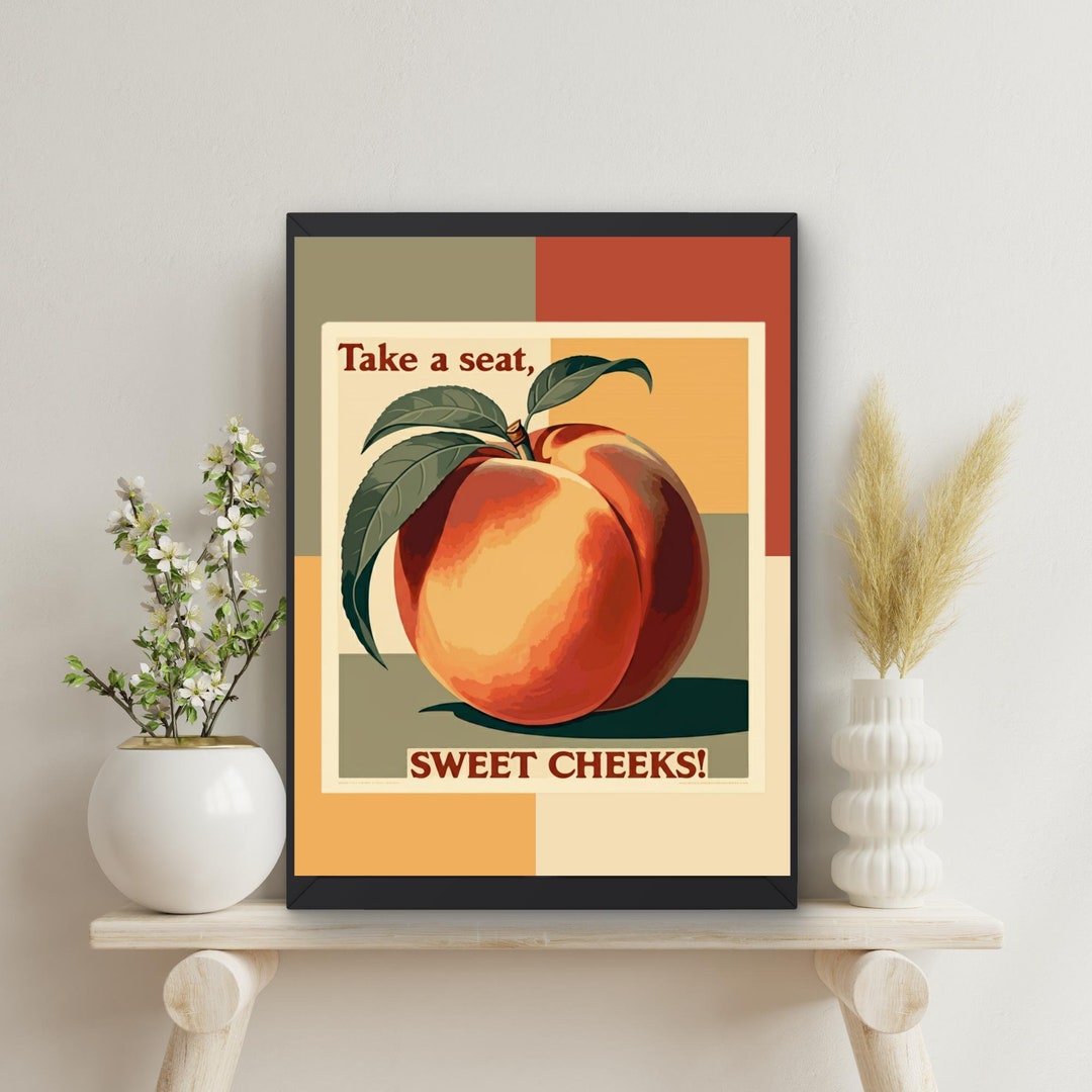 Take a Seat Sweet Cheeks, Poster Funny Toilet Printable Poster, Retro ...