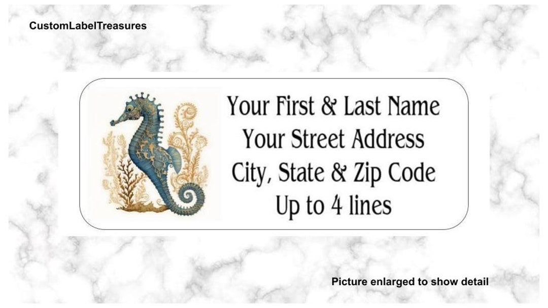 Seahorse Return Address Labels Ocean Theme Mailing Stickers ...