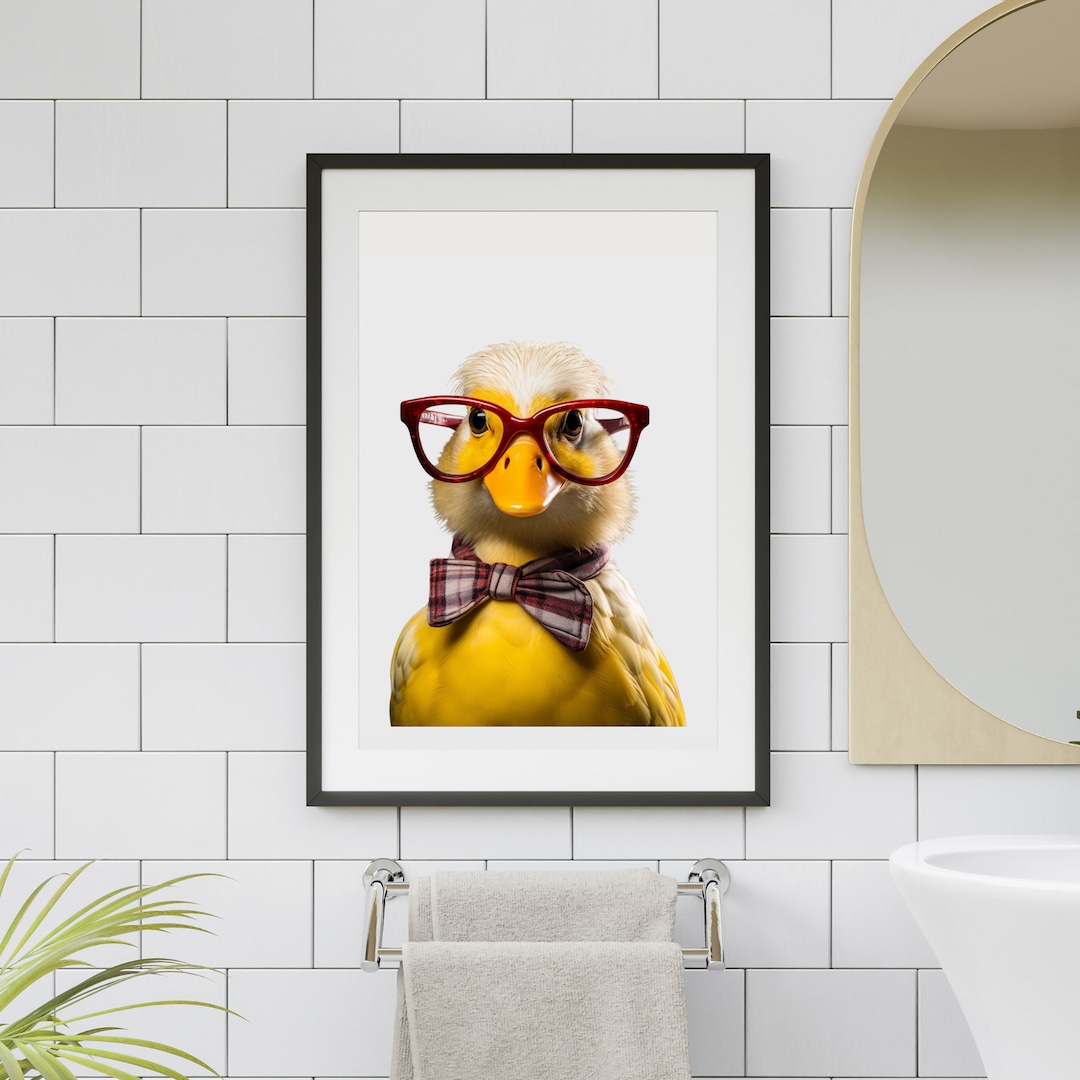 Funny Duck in Glasses Print | Instant Download Duck Wall Art | Nursery ...