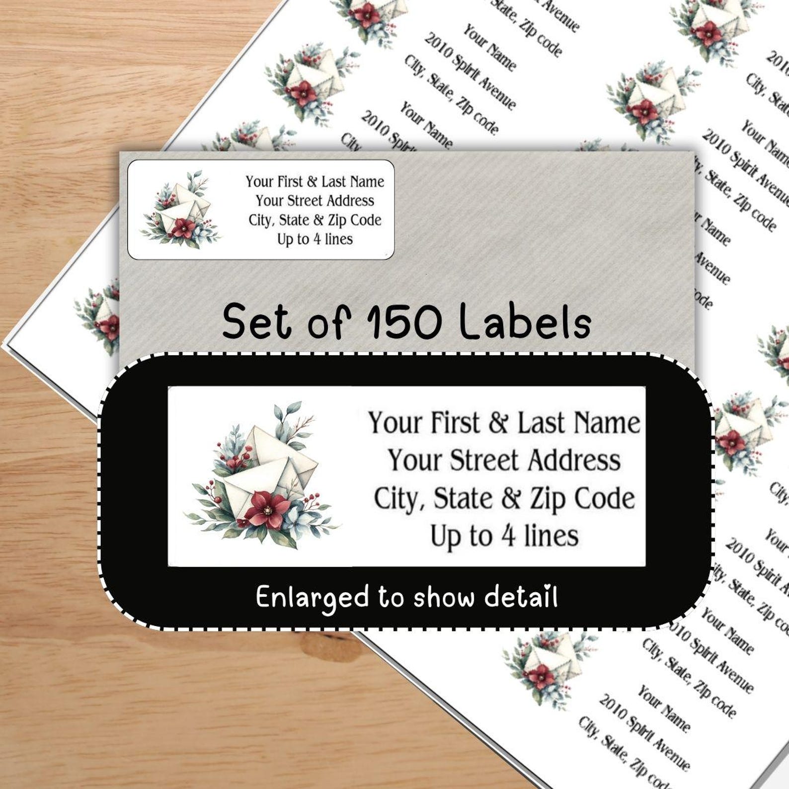 Floral Watercolor, Christmas Letter Address Labels, Return Mailing ...