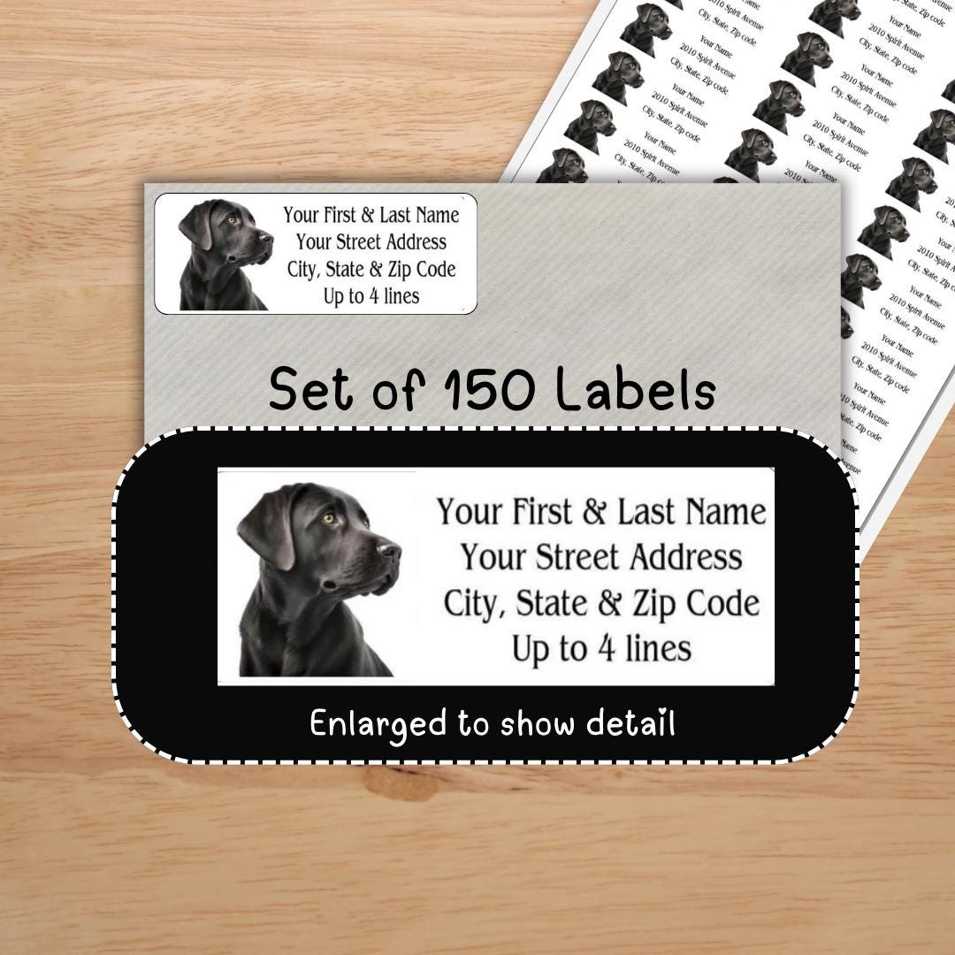 Set of 150 Black Lab Dog Labrador Return Mailing Address Labels ...