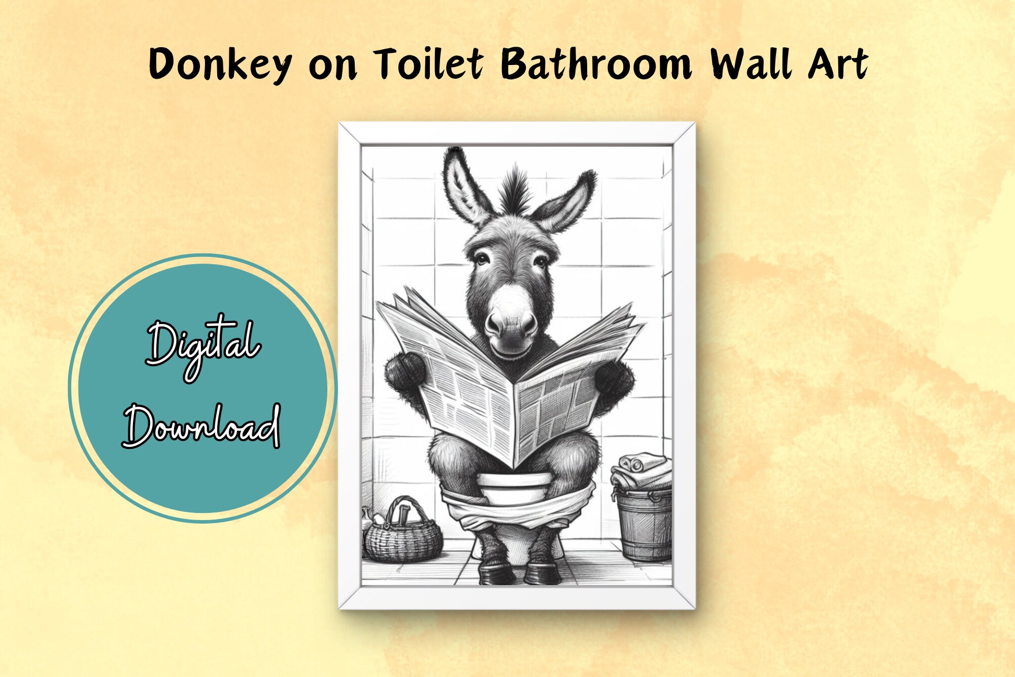 Bathroom Wall Art Donkey on Toilet Bathroom Wall Art Kids Bathroom ...