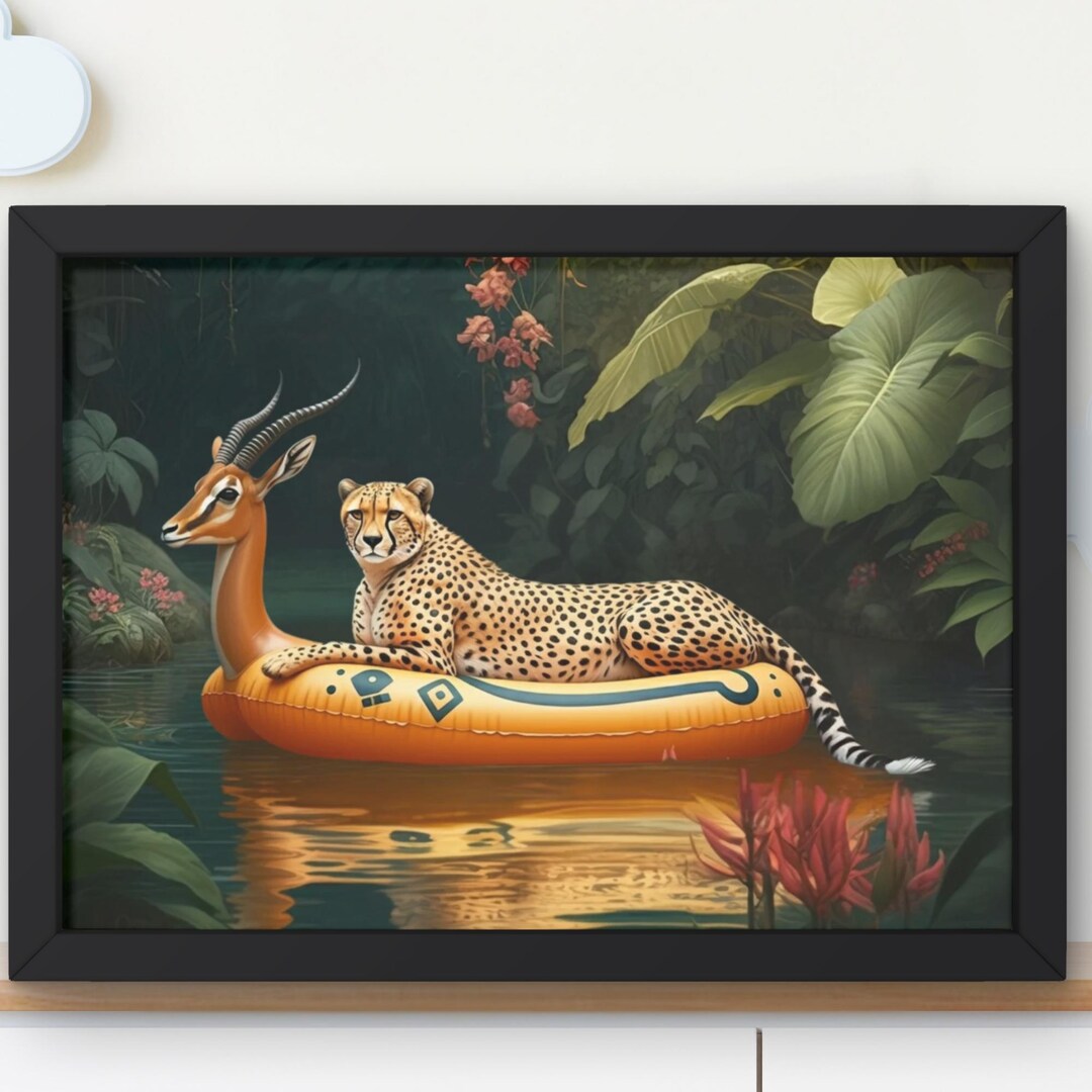 IRONY Wall Art, Cheetah Big Cat Riding Gazelle Float, Cheetah Instant ...