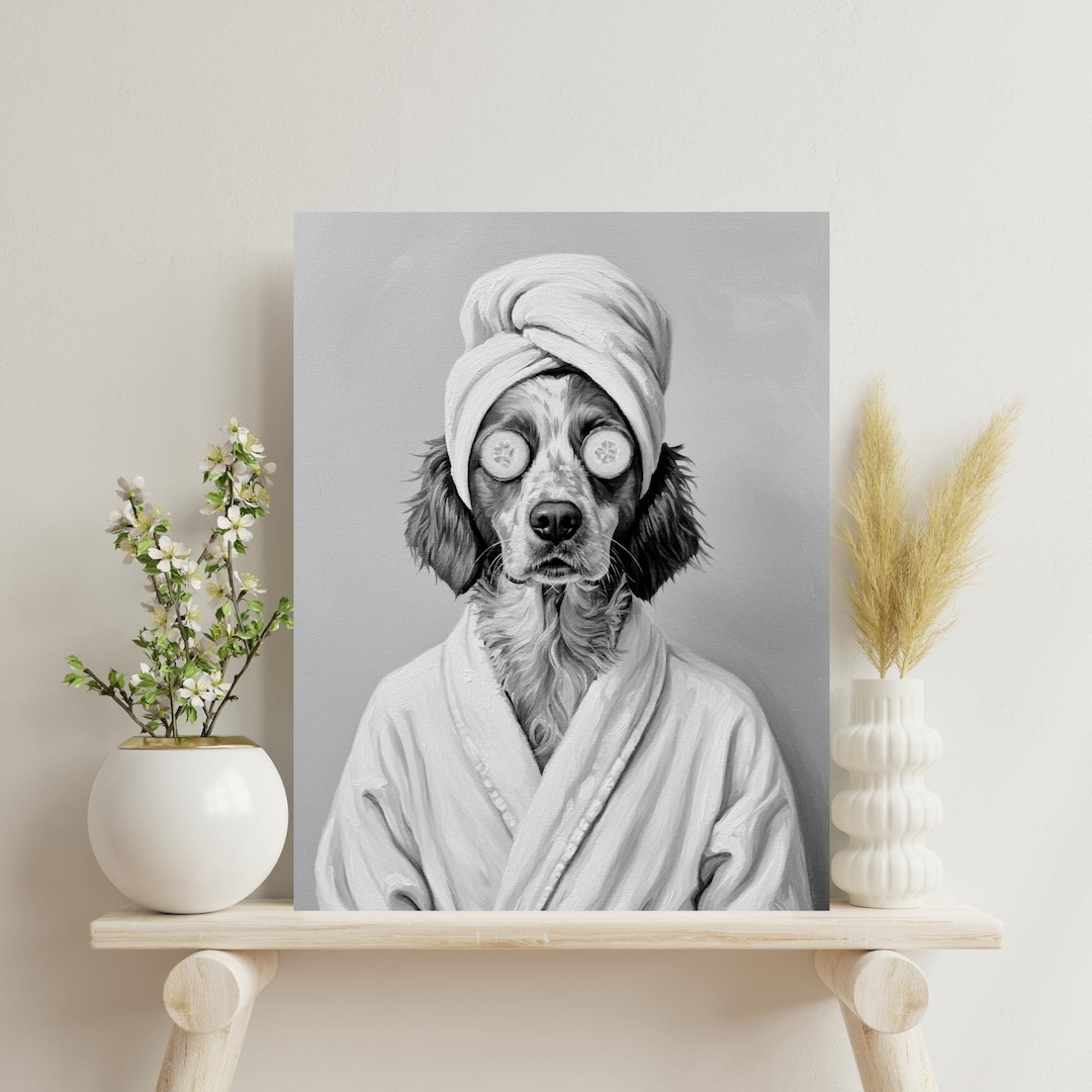 Bathroom Spa Art, Brittany Spaniel Dog, Decor Wall Art, Kids Art, Dog ...