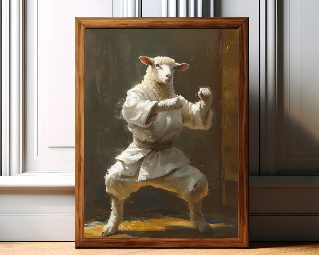 Sheep in Gi Karate Wall Art Wall Decor Martial Arts Print Rabbit Poster ...