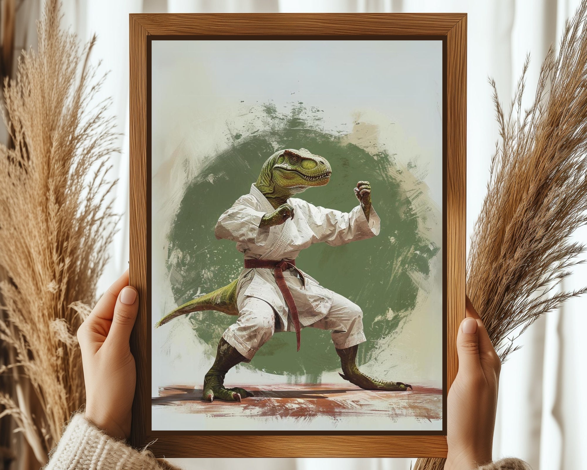 Karate Wall Art T-rex Dinosaur Wall Decor Martial Arts Print Dinosaur ...