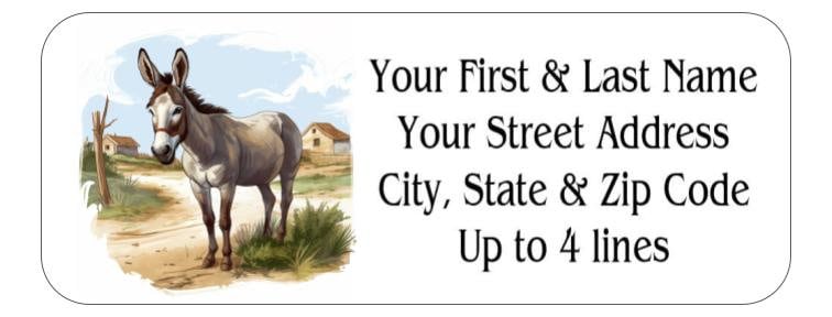 Set of 150 Adorable Donkey Burro 6 Designs You Choose Style Return ...