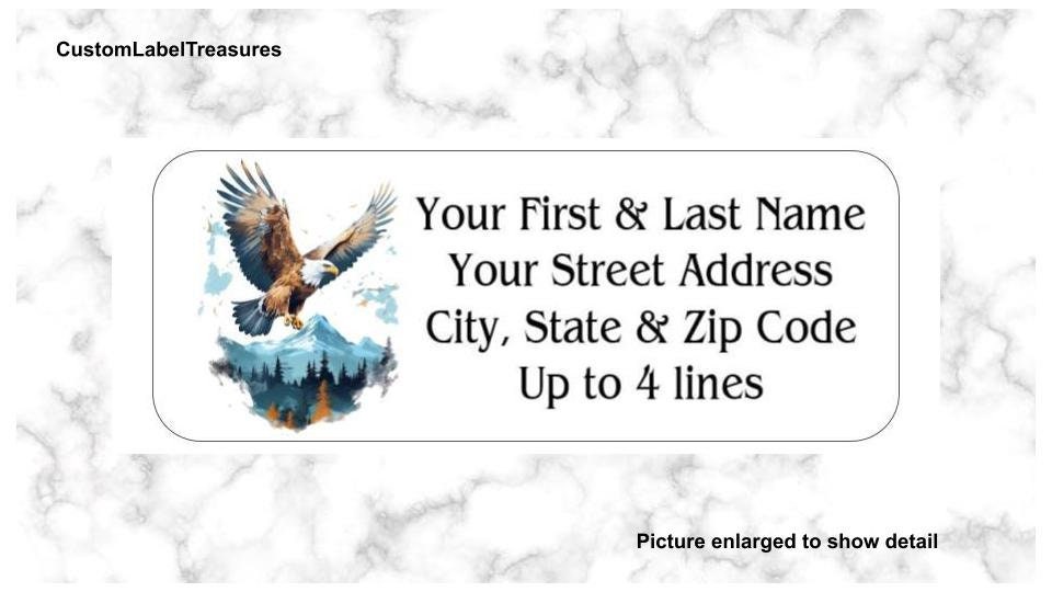 Bald Eagle Address Labels, Mountain Top Flying Wings Return Mailing ...
