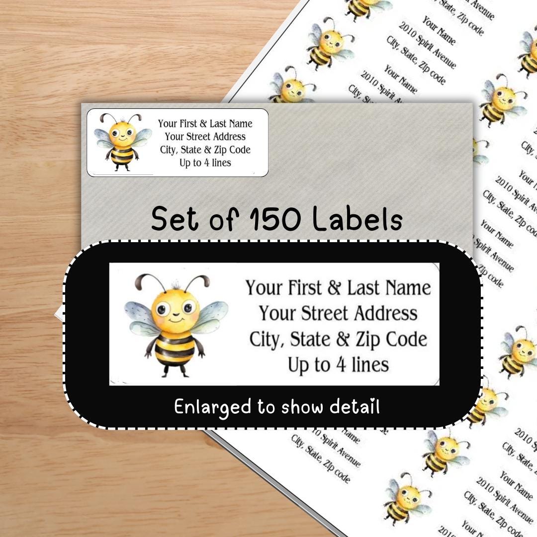 Bumble Bee Address Labels: Personalized Return Mailing Stickers for ...