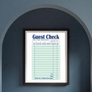 Blank Guest Check Art Print, Trendy, Guest Check Decor, Digital Art ...