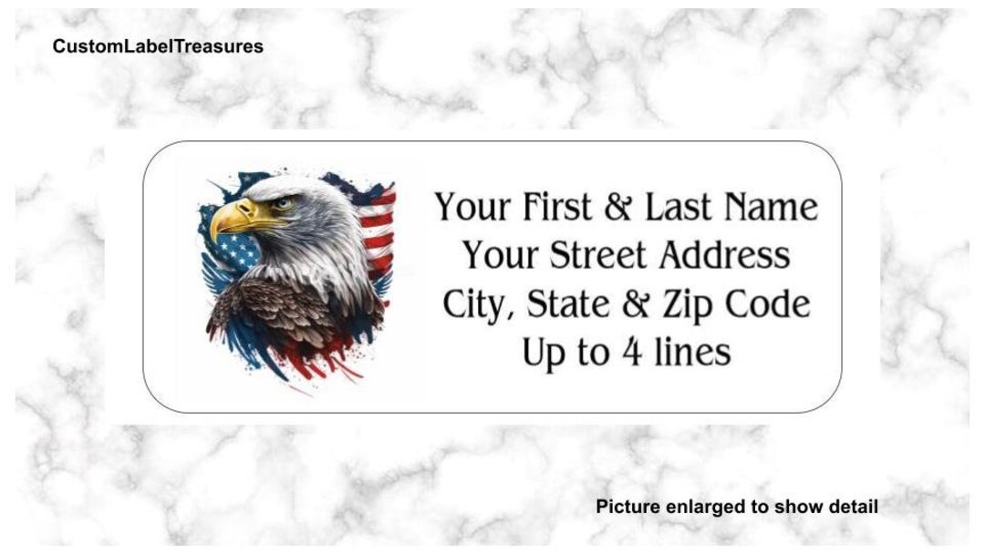 Bald Eagle Address Labels, American Flag Return Mailing Stickers ...