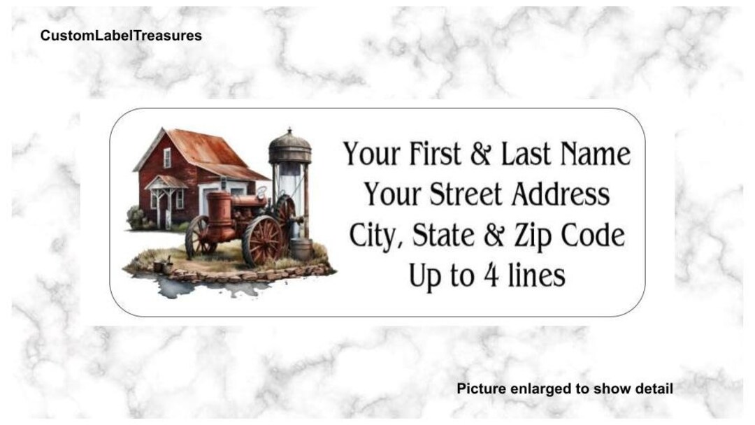 Set of 150 Red Barn Rustic Tractor Return Mailing Address Labels ...
