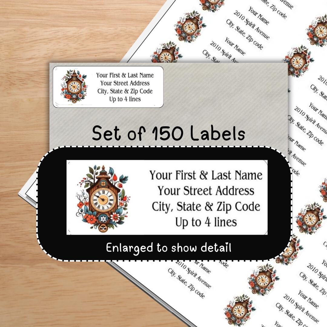 Cuckoo Clock Address Labels: Folk Art Personalized Return Mailing ...