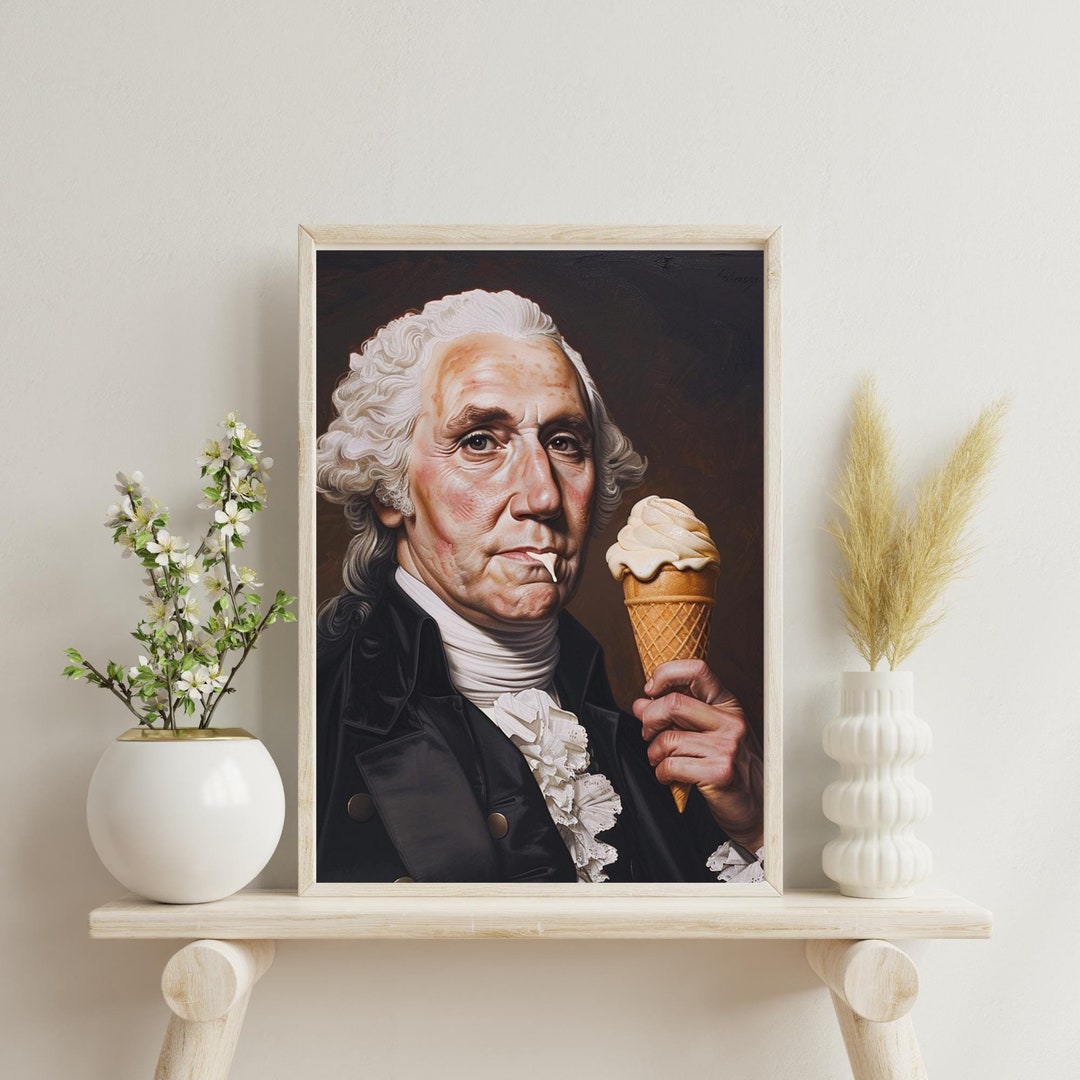 George Washington Wall Art, Ice Cream Cone, Funny Altered Art, Gallery ...