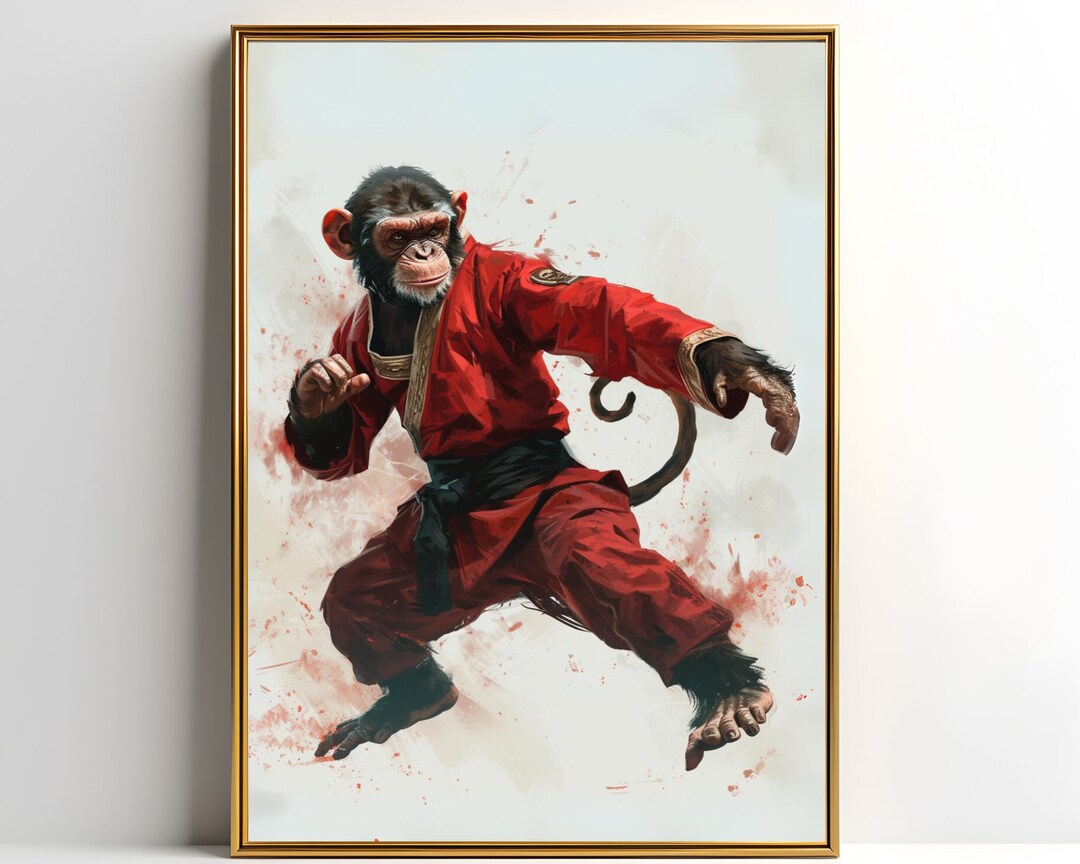 Karate Wall Art Monkey Wall Decor Martial Arts Print Monkey Poster ...
