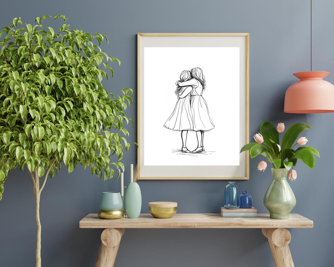 Sisterly Love - Together Again - Sisters Sketch Drawing, Best Friends ...