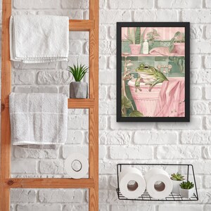 Frog in Bathtub Printable Wall Art | Frog Taking a Bath in Tub | Toad ...