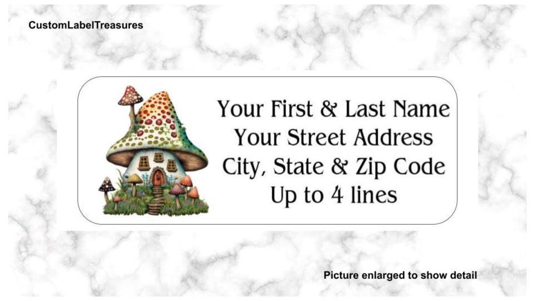 Magical Mushroom Address Labels, Fantasy Cottage House Return Mailing ...
