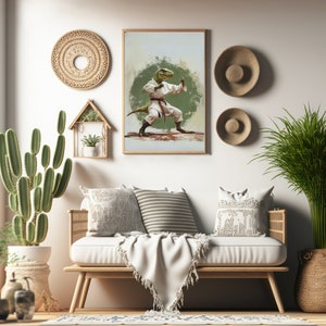 Karate Wall Art T-rex Dinosaur Wall Decor Martial Arts Print Dinosaur ...