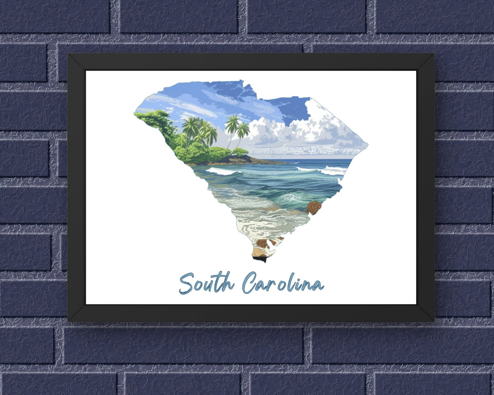 South Carolina State Wall Art Print - Beach, Coastal SC State Map ...