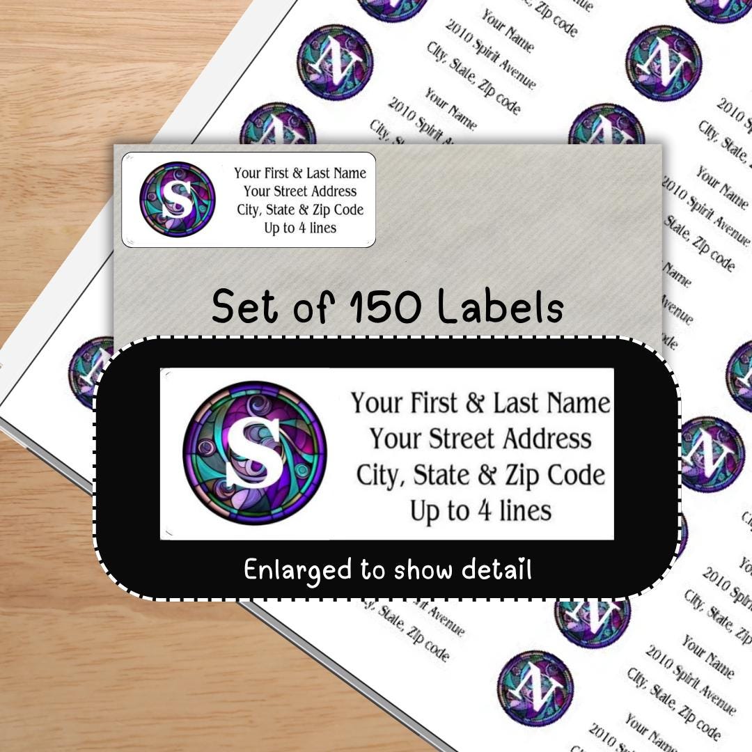Purple Monogram Letter Address Labels, Personalized Return Mailing ...