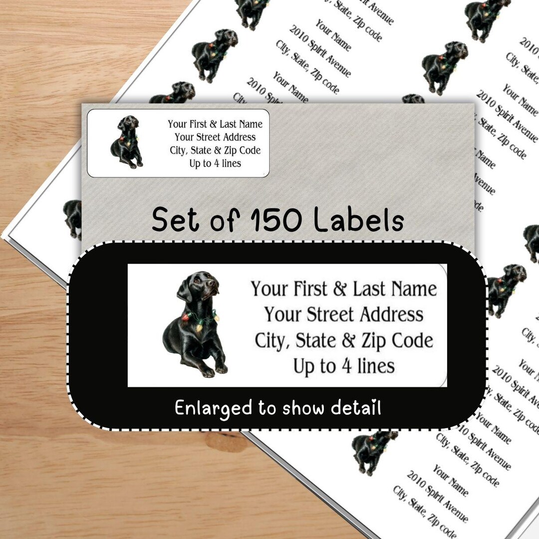 Black Lab Christmas Address Labels, Labrador Retriever Dog Return ...
