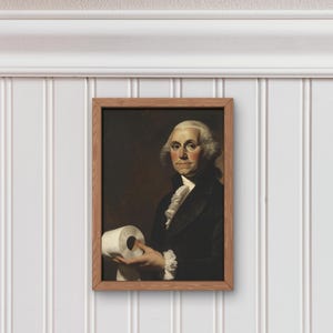 George Washington Bathroom Wall Art, President Holding Toilet Paper ...