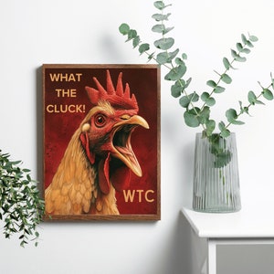 Crazy Chicken WTC Poster Wall Art Print Kitchen Decor Sarcasm Printable ...