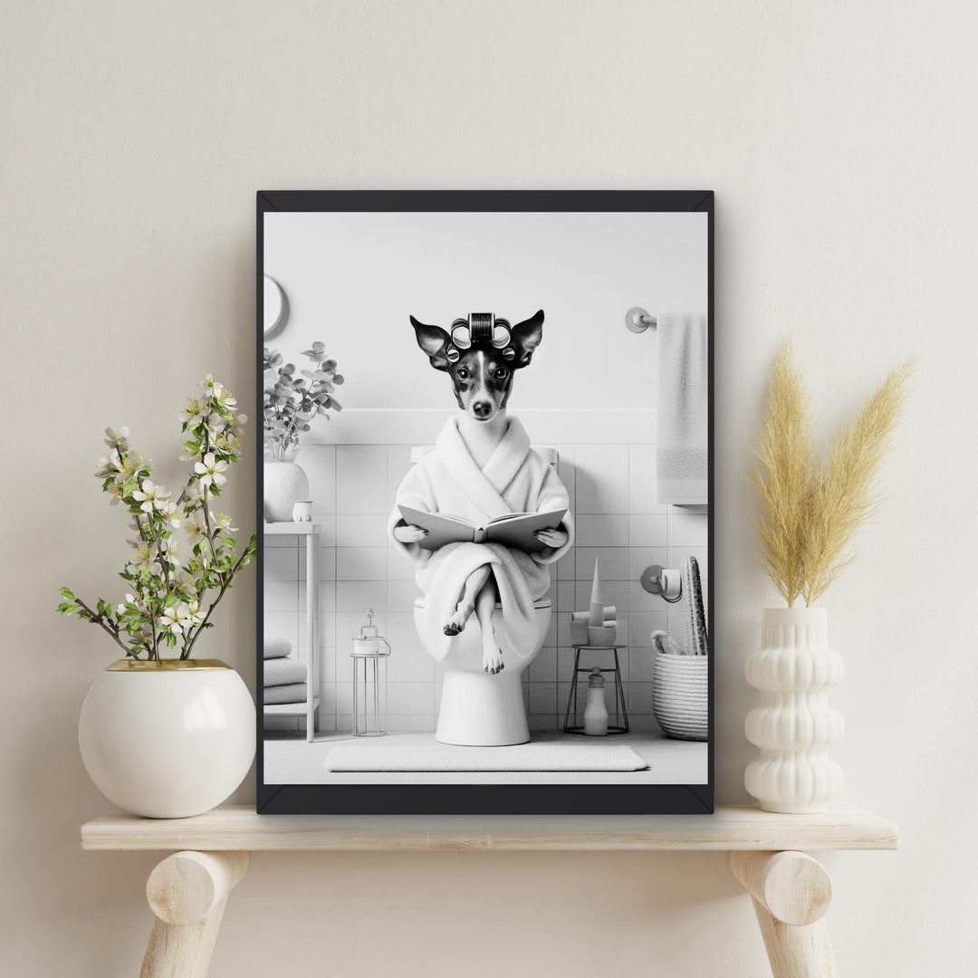 Rat Terrier Wall Art, Bathroom Print: Dog Lover Gift, Rat Terrier Dog ...