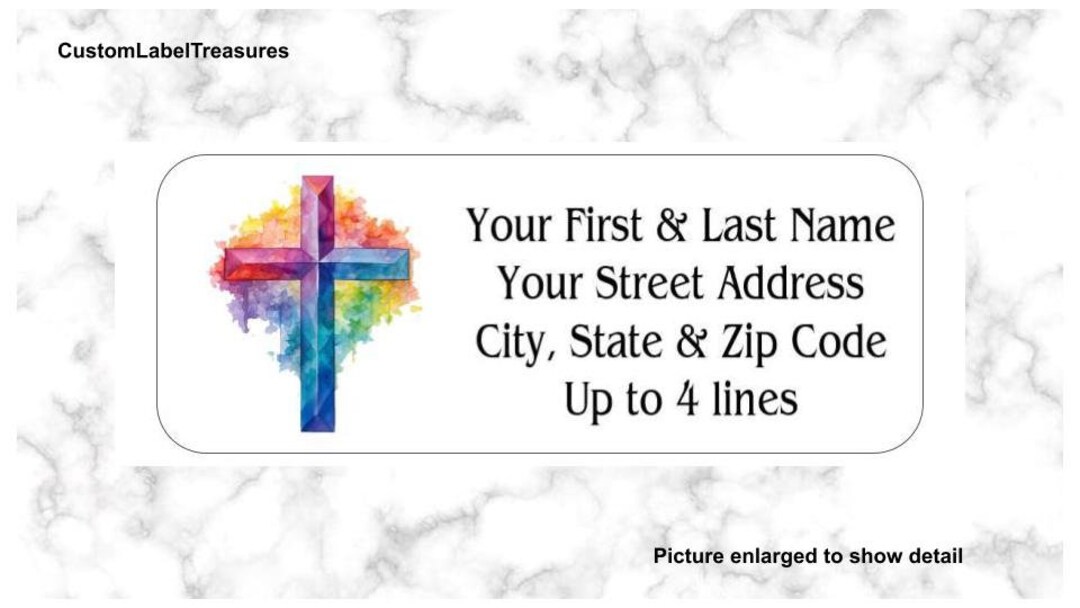 Prismatic Cross Address Labels, Religious Colorful Return Mailing ...